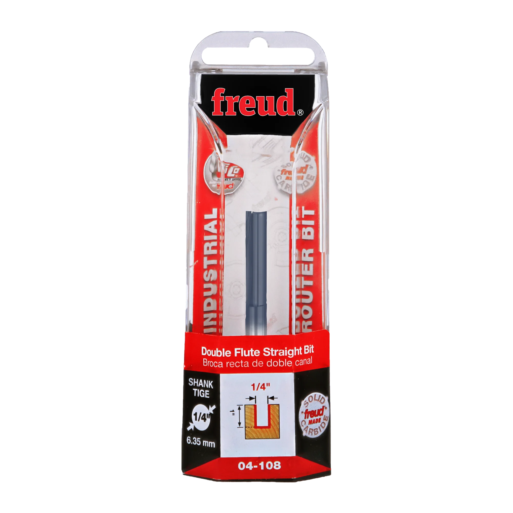 Freud Double Flute Straight Bit 04-10825P Router Bit 6.35 25.4 6.35 Z2