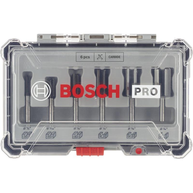 Bosch Professional Router Bit Set 6 Pcs Straight 1/4``