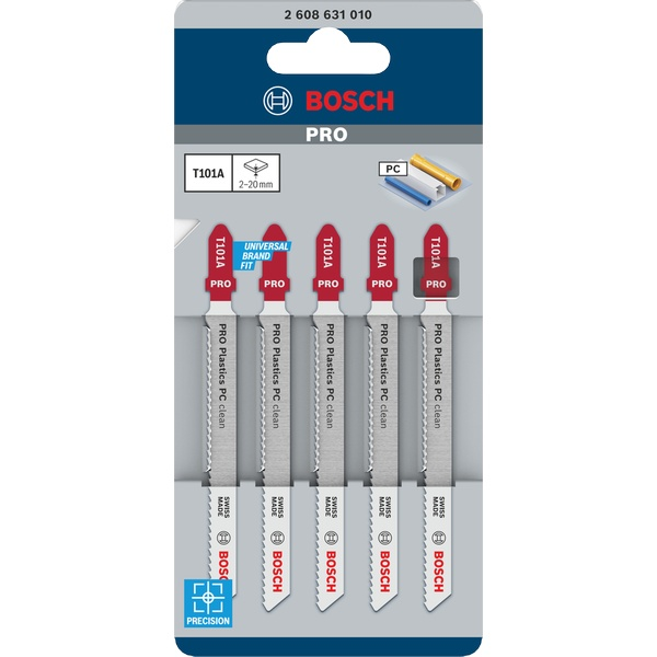Bosch Jigsaw Blades T 101 A Clean for polycarbonate 5 Pack 2608631010