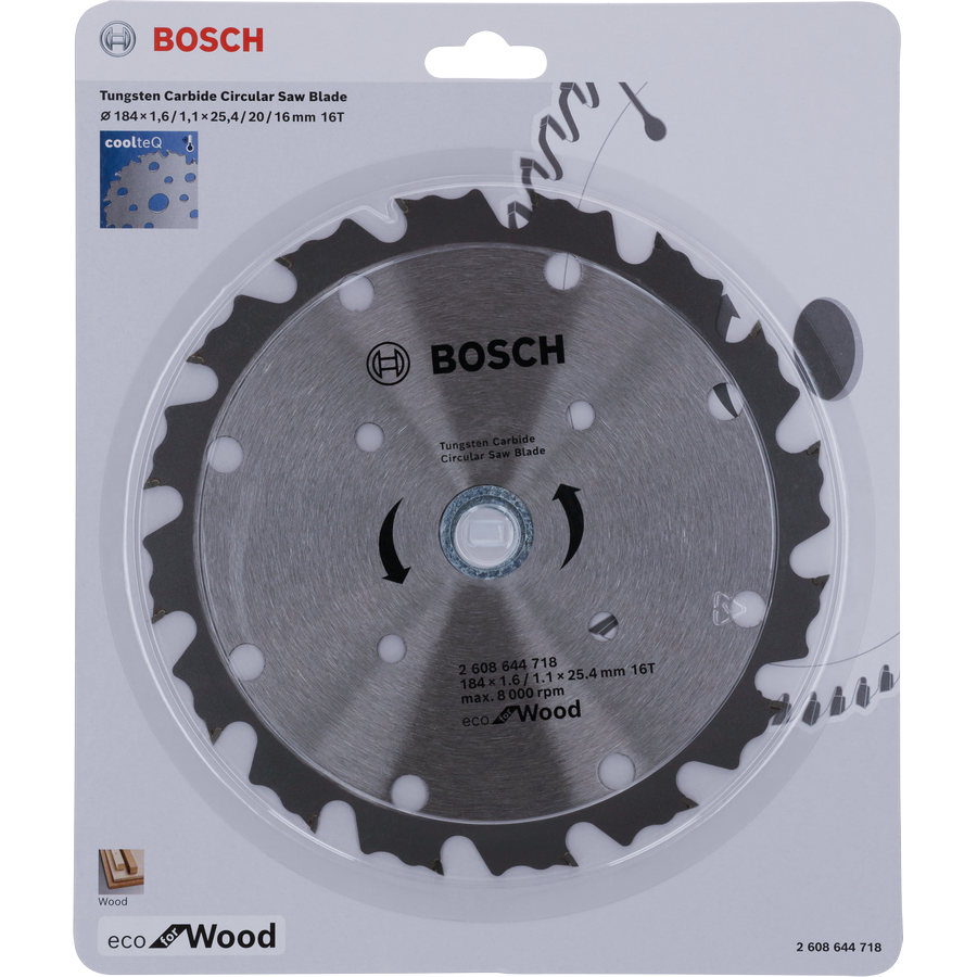 Bosch Eco for Wood CoolteQ Circular Saw Blade, 1.1x184 mm 2608644663