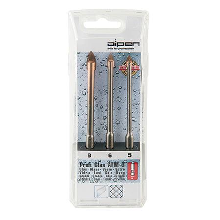 Alpen Profi Glass Drill Bit Set 3 Piece Hex Shank 5 6 8mm
