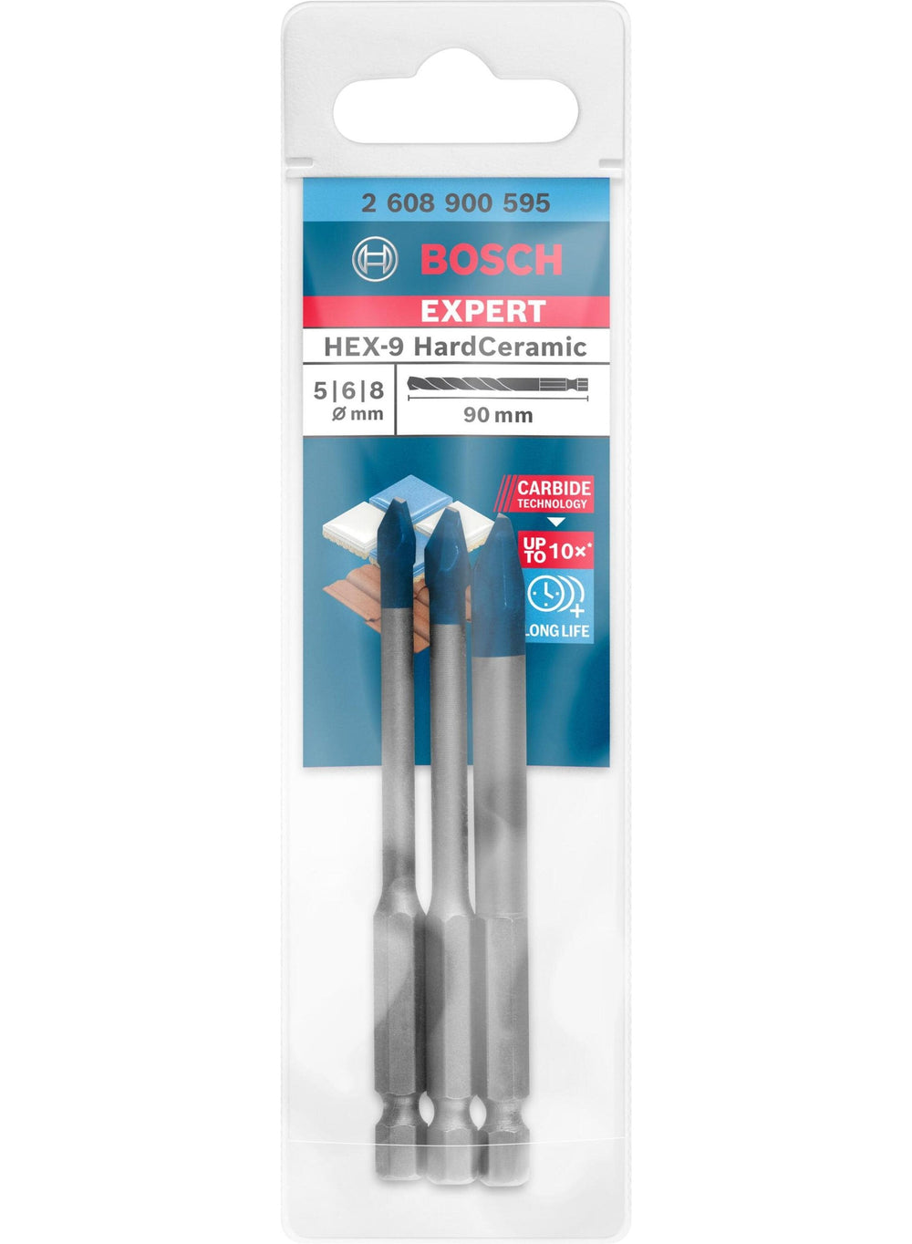 Bosch EXPERT HardCeramic HEX-9 Drill Bit Set 5/6/8 mm 3-pc 2608900595